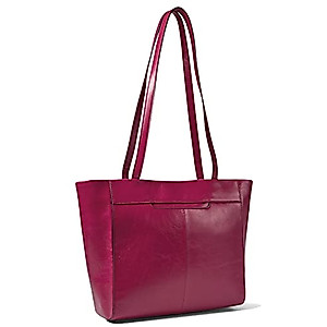 HOBO Haven Tote for Women - Leather Construction with Top Handles, Cotton Lining, Zippered Closure, and Stylish Tote Fuchsia One Size One Size