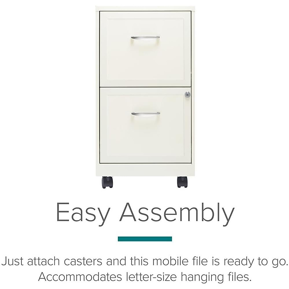 Scranton & Co 2 Drawer Steel Mobile File Cabinet in Pure White