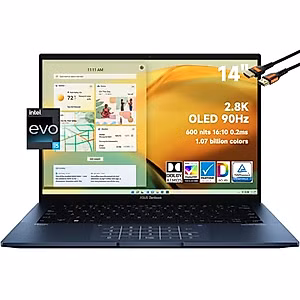ASUS 2022 Latest Zenbook 14" 2.8K OLED Business Laptop, 12th Gen Intel Evo i5-1240P 12 Cores, 600 nits 90Hz 100% DCI-P3, 18 hrs Battery Life, Thunderbolt 4 (8GB RAM | 512GB PCIe SSD)