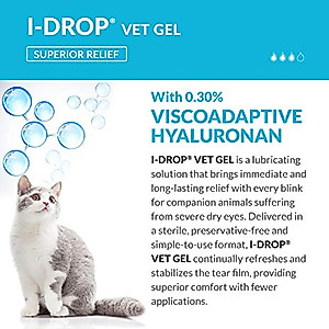 I-DROP VET GEL Lubricating Eye Drops for Pets: for Moderate to Severe Dry Eyes, Superior Comfort with Fewer Applications Needed, 0.30% Hyaluronan, Preservative-free, Non-irritating, One Bottle (10 Ml)