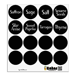 Cohas Chalkboard Labels for Libbey 4.5 Ounce Glass Spice Jars includes 48 Preprinted Labels, Spanish and Mexican Spices