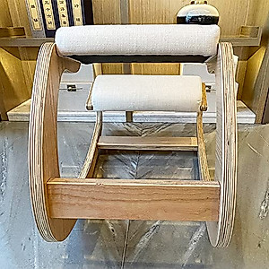 Ergonomic Kneeling Chair Birch Computer Stool Relax Your Knees with Sponge Cushion, Easy to Assemble Improve Sitting Posture for Home Office (Wood)