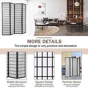 Room Divider Panel, 4 Panel Partitions and Dividers Freestanding, 6FT Room Dividers and Folding Privacy Screens, Room Divider Screen, Plum Blossom Shoji Screen for Home Office Bedroom, White