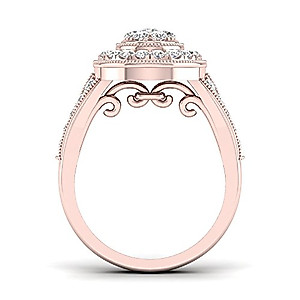 Diamond2Deal 14K Rose Gold Diamond Engagement Wedding Ring Size 8.5 (1ct, Clarity SI2, Color H-I)