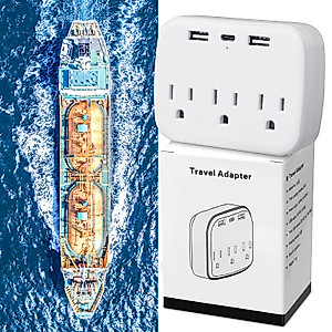 2 Pieces Cruise Essentials Cruise Power Strip Non Surge Protection with USB Ports Travel Adapter Approved for Cruise Ship (White)