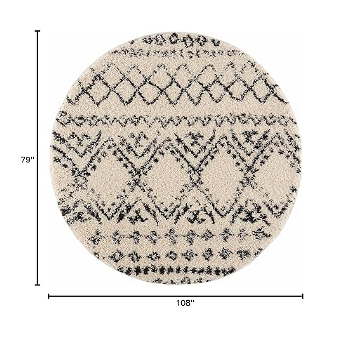 Hauteloom Duncans Farmhouse Shag Area Rug – Plush Pile Living Room & Bedroom Rug with Fringe – Beige, Charcoal, Gray - 6'7" x 9'