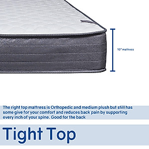 Greaton Medium Plush Innerspring Tight Top Mattress, No Assembly Required, Full XL, White & LT Brown