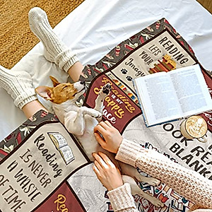 Fiwbnasz Book Lovers Blanket Gift, Book Reading Librarian Gifts Throw Blanket 50"x60", Book Club Gifts for Reading Lover Bookish, Book Lover Birthday Christmas Graduation Blanket Gift