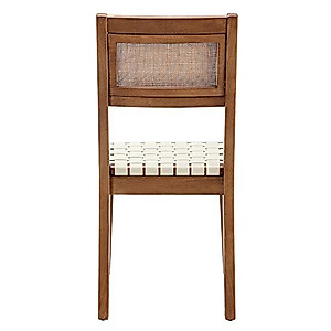 Amazon Brand - Rivet Erikson Vegan Leather Woven Dining Chair, Set of 2, 21.5"D x 18"W x 35.8"H, Beige