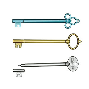 Maydahui 12PCS Key Shape Rollerball Pen Delicate Durable Retro Pens Black Gel Ink Refills for Boys School Stationery Supplies