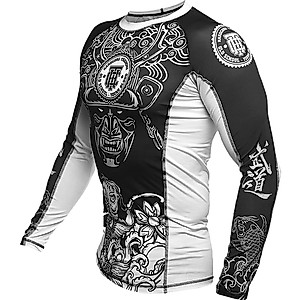 Hardcore Training Men's Rash Guard Compression Long Sleeve Jiu Jitsu, MMA No-Gi, Tight BJJ Grappling Base Layer Combat