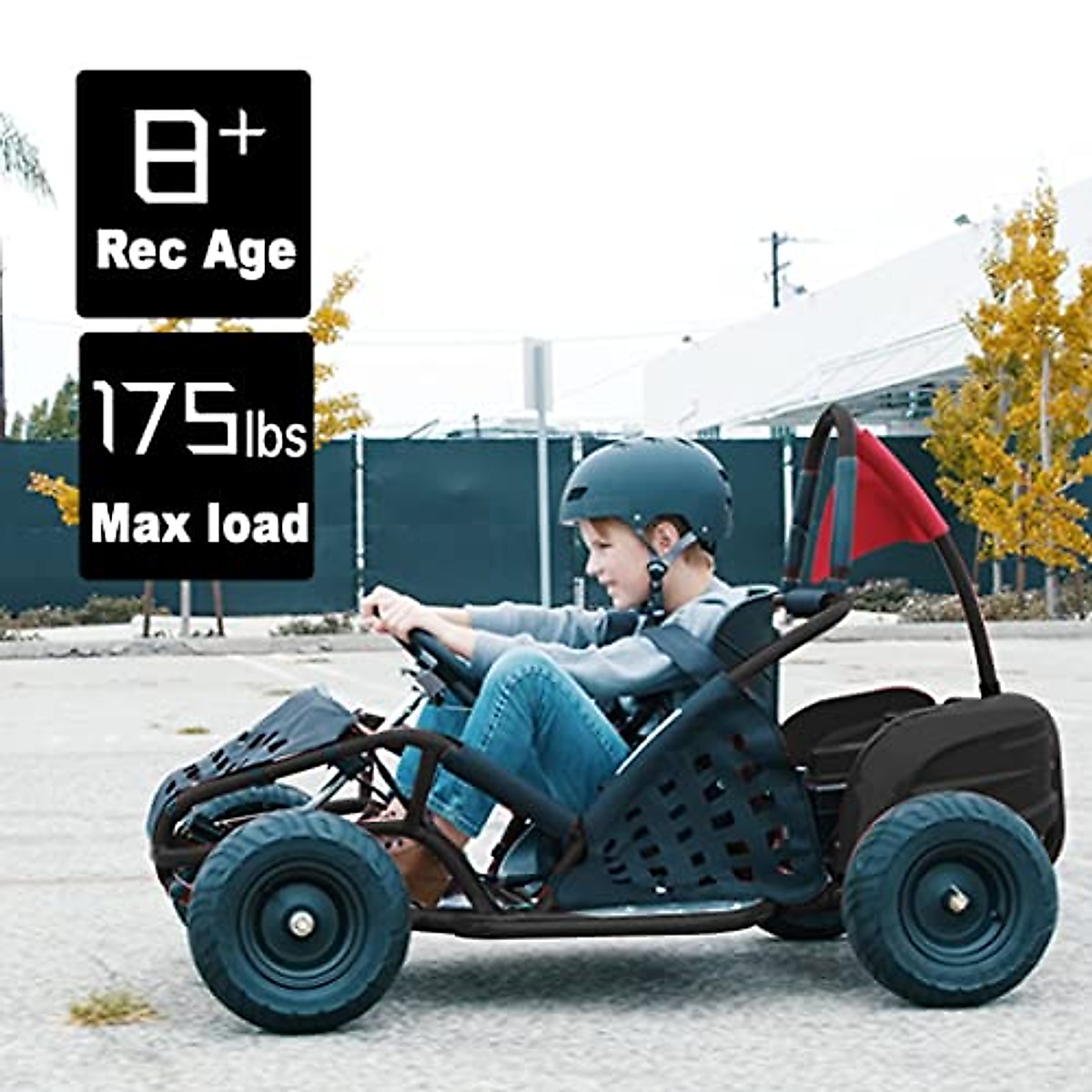 FRP Baja-X 48V 1000W Brushless Electric Go Kart, 3-Speed Setting Go Kart W/Forward & Reverse, Racing Go Cart Up to 20 mph W/Foot Pedal & Foot Break, Go Cart Support Up to 175 Lbs