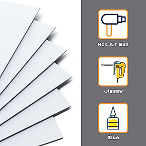 Zuvas White ABS Plastic Sheet 12" x 16" x 0.06" 6 Pack, Moldable Than Acrylic Sheet, Flexible Than Plexiglass Sheet, DIY Materials for Home Decor, Handcrafts (Matte & Textured Finish)