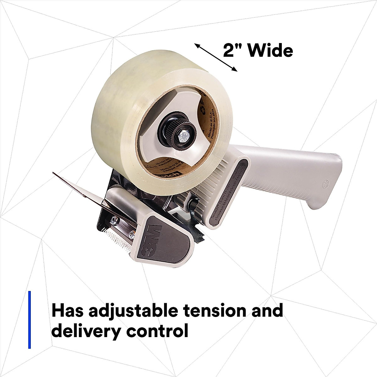 Scotch - 21200190087 H180 Industrial Packing Tape Dispenser for 2" Tape – Lightweight and Portable for Commercial Packaging, Shipping, Moving, Carton and Box Sealing, Gray (19008)