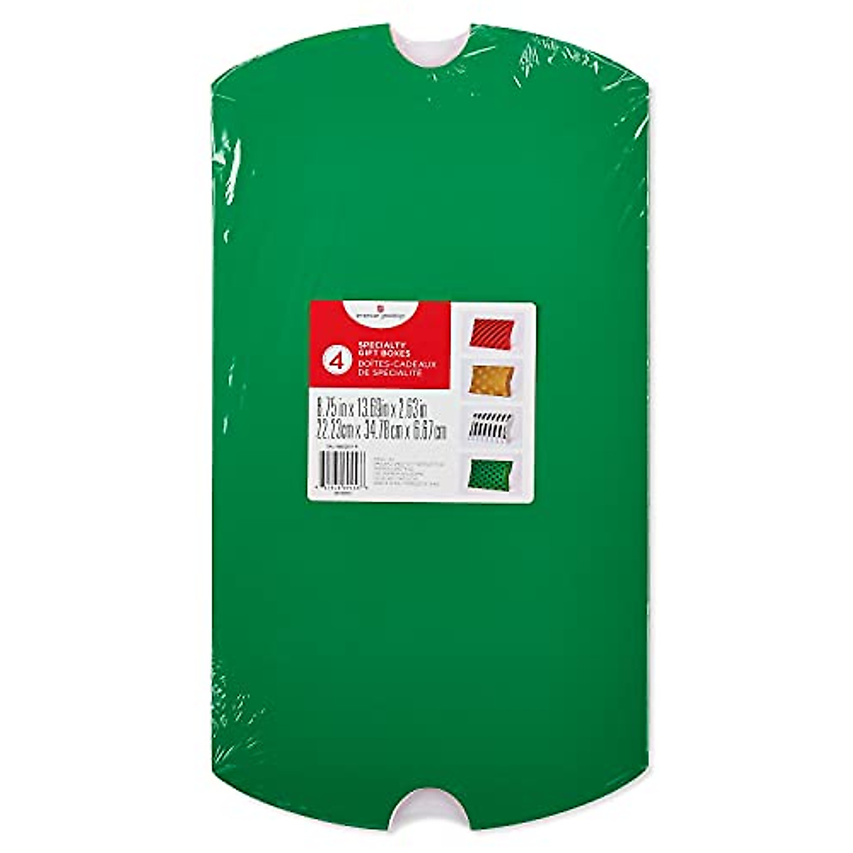 American Greetings Pillow Gift Boxes for Christmas and All Holidays, Multicolored Polka Dots and Stripes (4 Boxes)