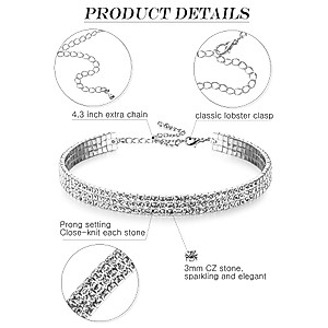 Hicarer 2 Pieces Rhinestone Choker Necklaces 1 and 3 Rows Women Crystal Choker Necklaces
