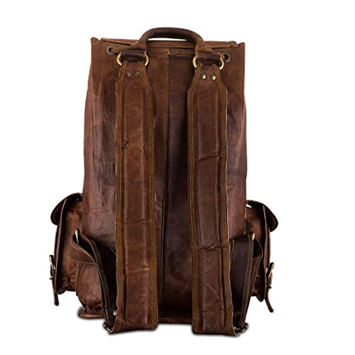 PARRYS LEATHER WORLD Handmade Western 100% Genuine Leather Backpack | Laptop Bag, Vintage Full Grain Casual Hiking Campaign Daypack For Men & Women Travel Bag (17")