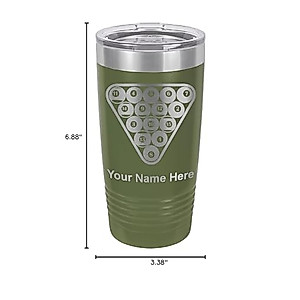 LaserGram 20oz Vacuum Insulated Tumbler Mug, Billiard Balls, Personalized Engraving Included (Camo Green)