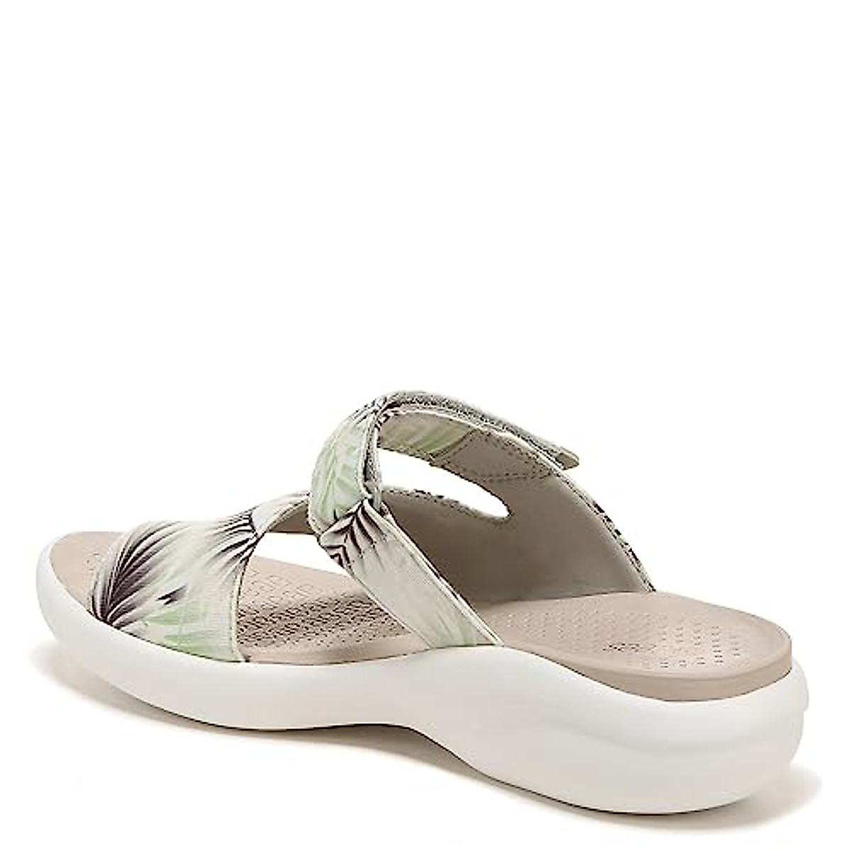 BZees Womens Carry On Slide Sandal Green Palm Leaf 10 W