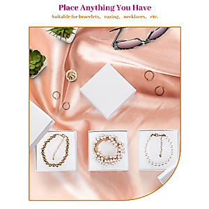 MESHA Cardboard Jewelry Gift Boxes for shipping, Glossy Small Gift boxes for Necklace Ring Bracelet Earring Cotton Filled Jewlery Box with Lids, White 3.5x3.5x1 Inch, 20 Pieces