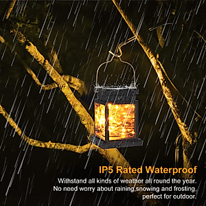 PAMKER 2 Pack Outdoor Solar Lights Christmas Solar Lanterns Outdoor Waterproof Hanging Lantern Decorative Outdoor Solar Lamp LED Solar Powered Lighting for Table Garden Patio Yard Party Black