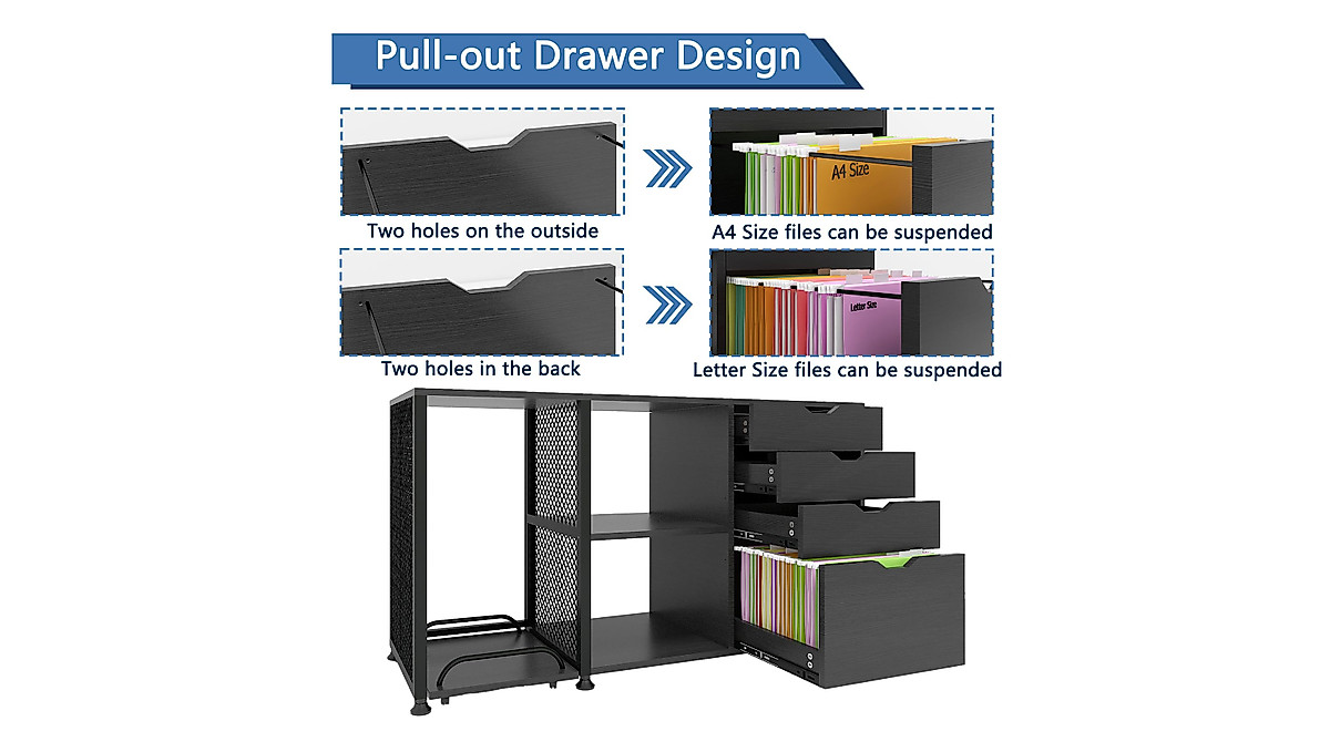 PUNCIA Office Lateral File Cabinet & Shredder Stand