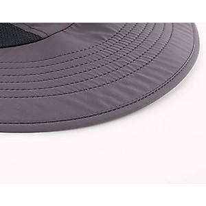 Home Prefer UPF50+ Mens Sun Hat Wide Brim Fishing Hat with Neck Flap Sun Protection Hat (Dark Gray)