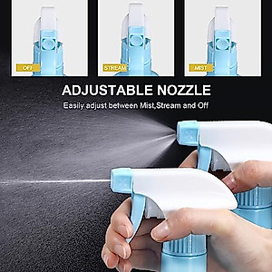 UMETASS 16.9 oz Adjustable Nozzle Plastic Spray Bottle, Leak Proof Mist Spray Bottle Empty Refillable Container for Water, Cleaning, Hair, Plants, Pets (Blue and Yellow)