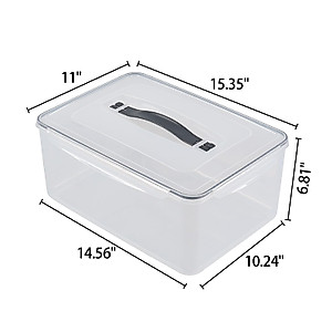 Sadstory 16 Quart Airtight Plastic Gasket Boxes with Handles, Food Storage Bin with Sealing Lid for Bread, 6 Packs