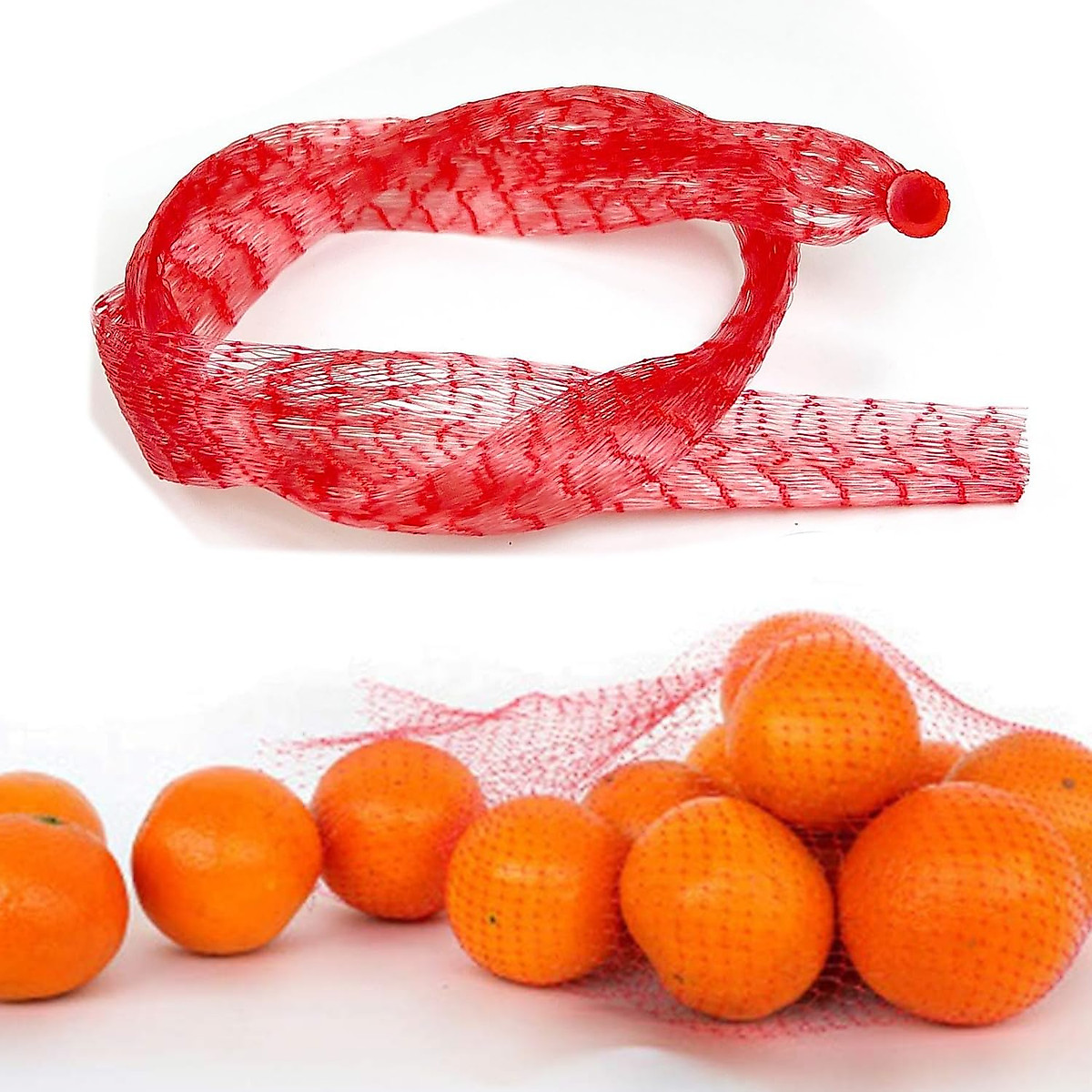 Generic 100-Pack Reusable Red Nylon Mesh Net Produce Bags, 23.6in Long, Holds up to 11lbs - Durable, Ideal for Fruits, Vegetables, Fish, Shrimp, Crabs & More, BD-012