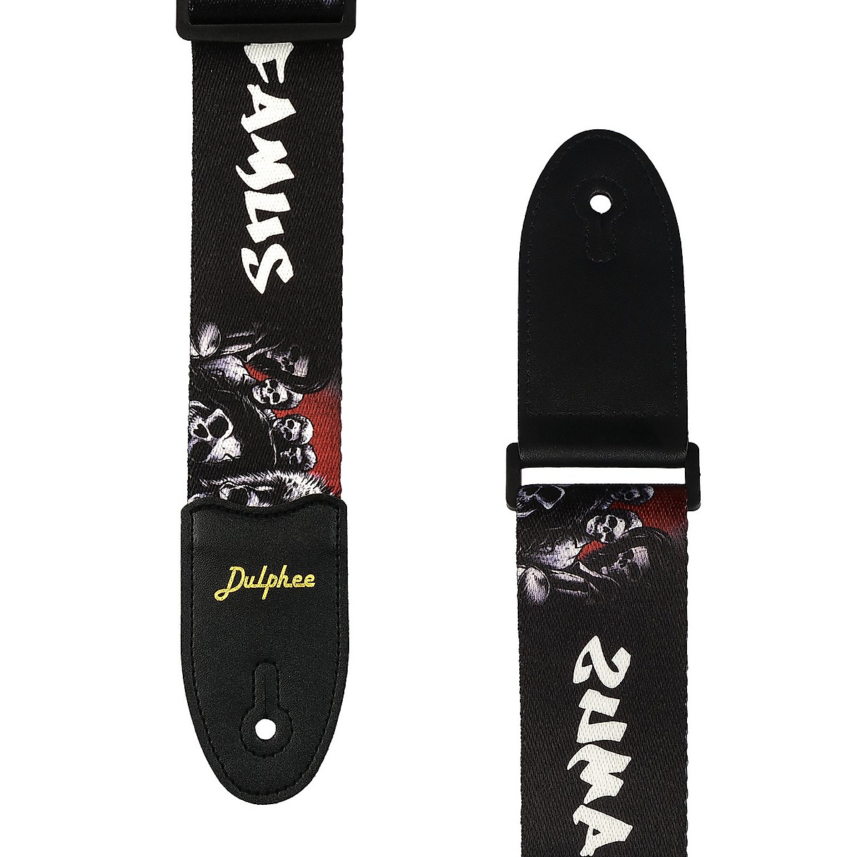 Dulphee Guitar Strap Skull Design Cool Polyester Shoulder Strap for Bass, Electric & Acoustic Guitar (Black Skull)