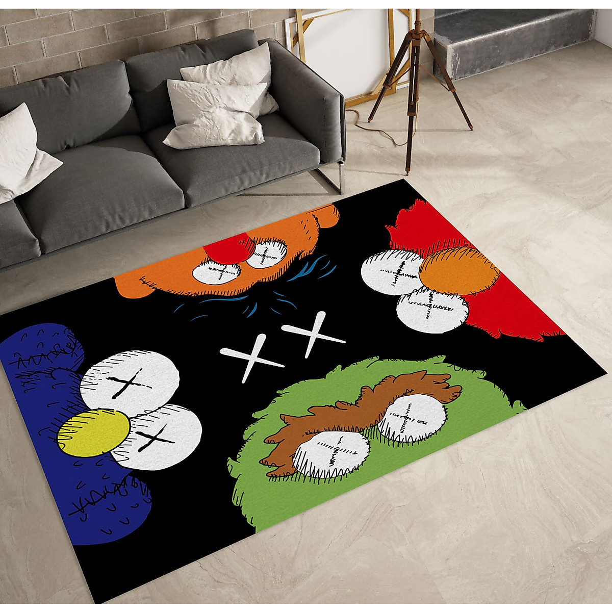 Hypebeast Area Rug Graffiti Art Decor Rugs Modern Abstract Art Pop Carpet for Living Room Bedroom Playroom Home Decor Non-Slip Mat Gift for Christmas 3.3' x 5'