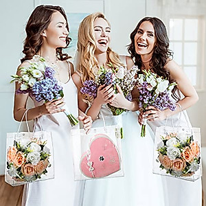 85 Pcs Clear PVC Gift Bags with Handles Transparent Gift Wrap Bags Clear Plastic Gift Tote Bags Reusable Clear PVC Favor Bags for Shopping Wedding Baby Shower Birthday Party, 9.84 x 9.84 x 3.54 Inch