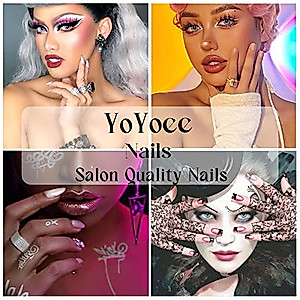 YoYoee Press on Nails Short French Fake Nails Almond Cute Tips Acrylics Full Cover White False Nails for Women and Girls 24PCS