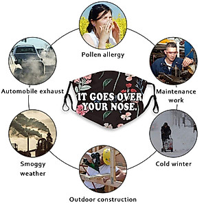 It Goes Over Your Nose (1) Face Mask Reusable Washable Face/Mouth Cover For Men & Women With 2 Pcs Filters Balaclava