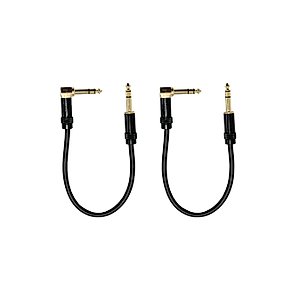 Audio 2000s E26101P2 1/4" TRS Right Angle to 1/4" TRS 1 Feet Cable (2 Pack)