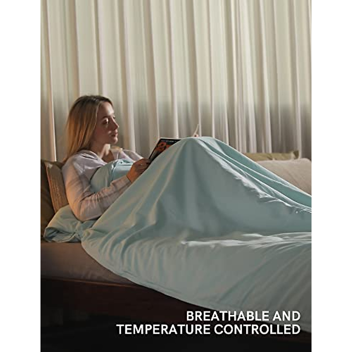 YnM Weighted Blanket and Duvet Covers — Hot and Cold Duvet Cover Set (3 Pieces) — (Green, 60''x80'' 25lbs), Suit for One Person(~240lb) Use on Queen/King Bed