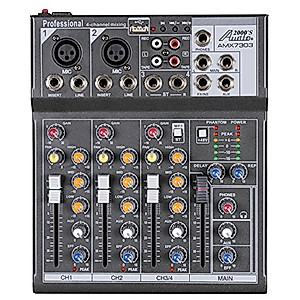 Audio2000'S S7303- Professional Four-Channel Audio Mixer with USB and DSP Processor