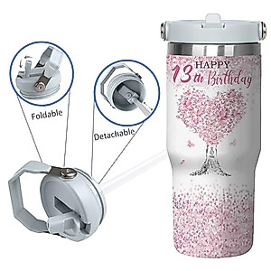13 Year Old Girl Birthday Gift Ideas 40oz Tumbler Birthday Gift for 13 Year Old Girl, 13th Birthday Gifts for Girls, Birthdays Gifts for 13 Year Old Girls, Stainless Steel Cup with Handle & Straw
