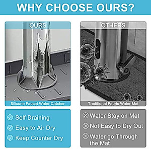 Kitchen Sink Splash Guard,Upgraded Kitchen Guard Silicone Faucet Water Catcher Mat,Silicone Faucet Handle Drip Catcher Tray,Keep Kitchen, Bathroom Sinks Dry (Grey)