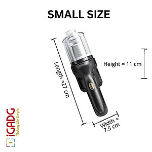 IGADG Mini Car Handheld Portable Vacuum Cleaner - Cordless | USB Rechargeable | Light Weight | Wet and Dry | Clean Hair, Dirt, Crumbs