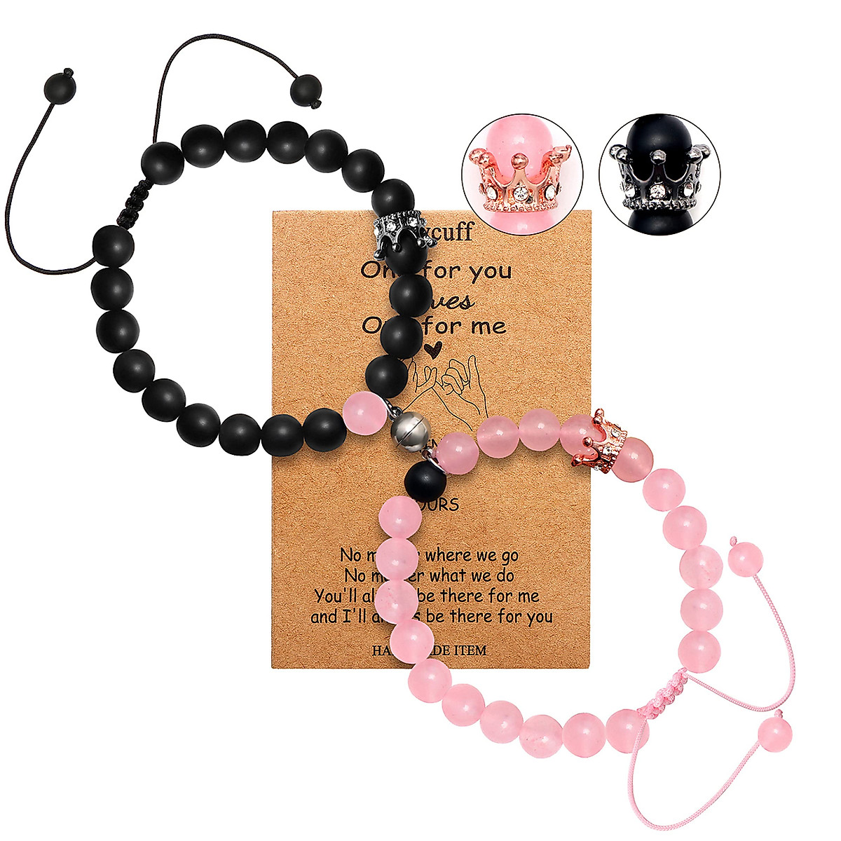 JoycuFF Crown Couples Bracelets Matching Long Distance Relationship Gifts For Boyfriend Bf Gf Men Women Lovers Friends Him Or Her Gifts For Anniversary Birthday Christmas Valentines Day Men Bracelet