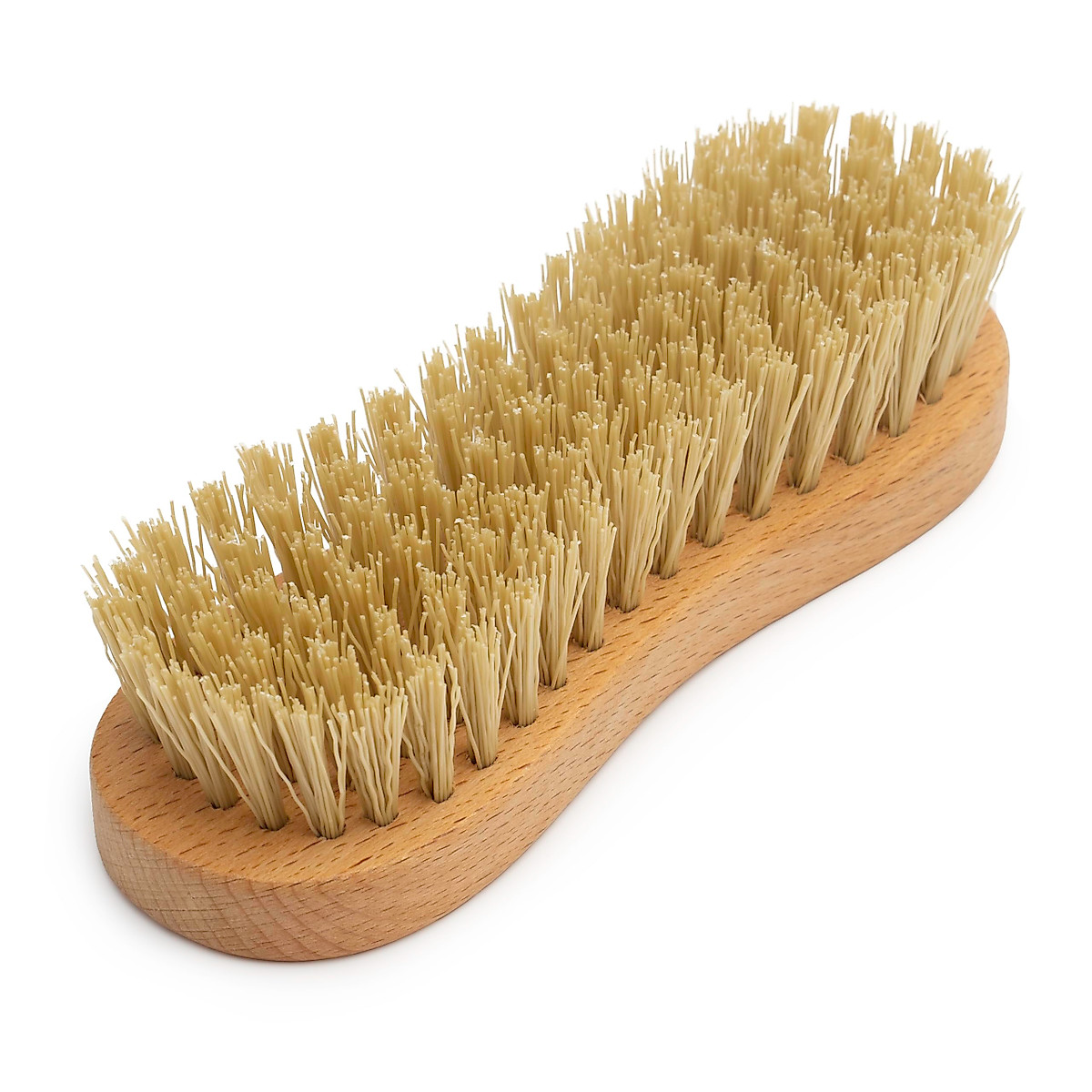 KONEX Nylon Fiber Economy Utility Cleaning Hand Brush, Heavy Duty Hand-Held Scrub Brush with Stiff Bristles, Wooden Body, Ideal Scrub Brushes for Cleaning and Scrub Brushes (Peanut Shaped)