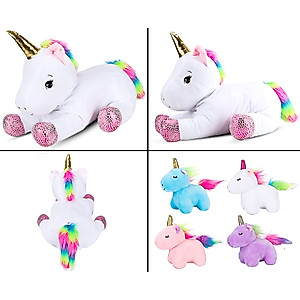 Pegmapri 16inch Unicorn Stuffed Animals PlaySet- Unicorn Doll Toy Gifts for Girls - Stuffed Mommy Unicorn with 4 Baby Plush Unicorns