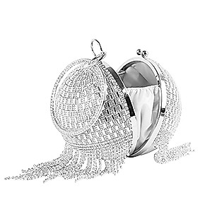 Lanpet Women Round Ball Crystal Evening Clutch Purse Tassel Wedding Party Handbags