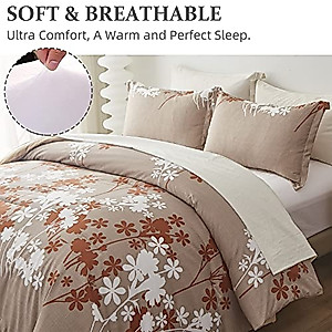 Yiran 3 Pieces Comforter Set with 2 Pillowcases Floral Comforter for Soft Microfiber Queen Size Bedding Set for All Seasons 90"x90"