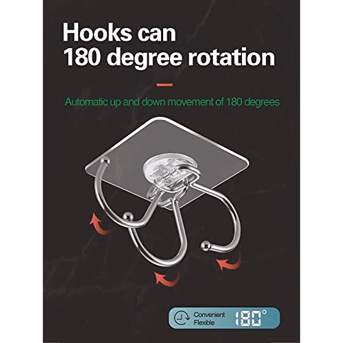 EKE 12 Pack of Large Adhesive Hook Wall Hooks with 40Ib Load Capacity (max) for Hanging Stainless Steel Towels and Coats, Suitable for Kitchens, bathrooms, Homes and Offices (12).