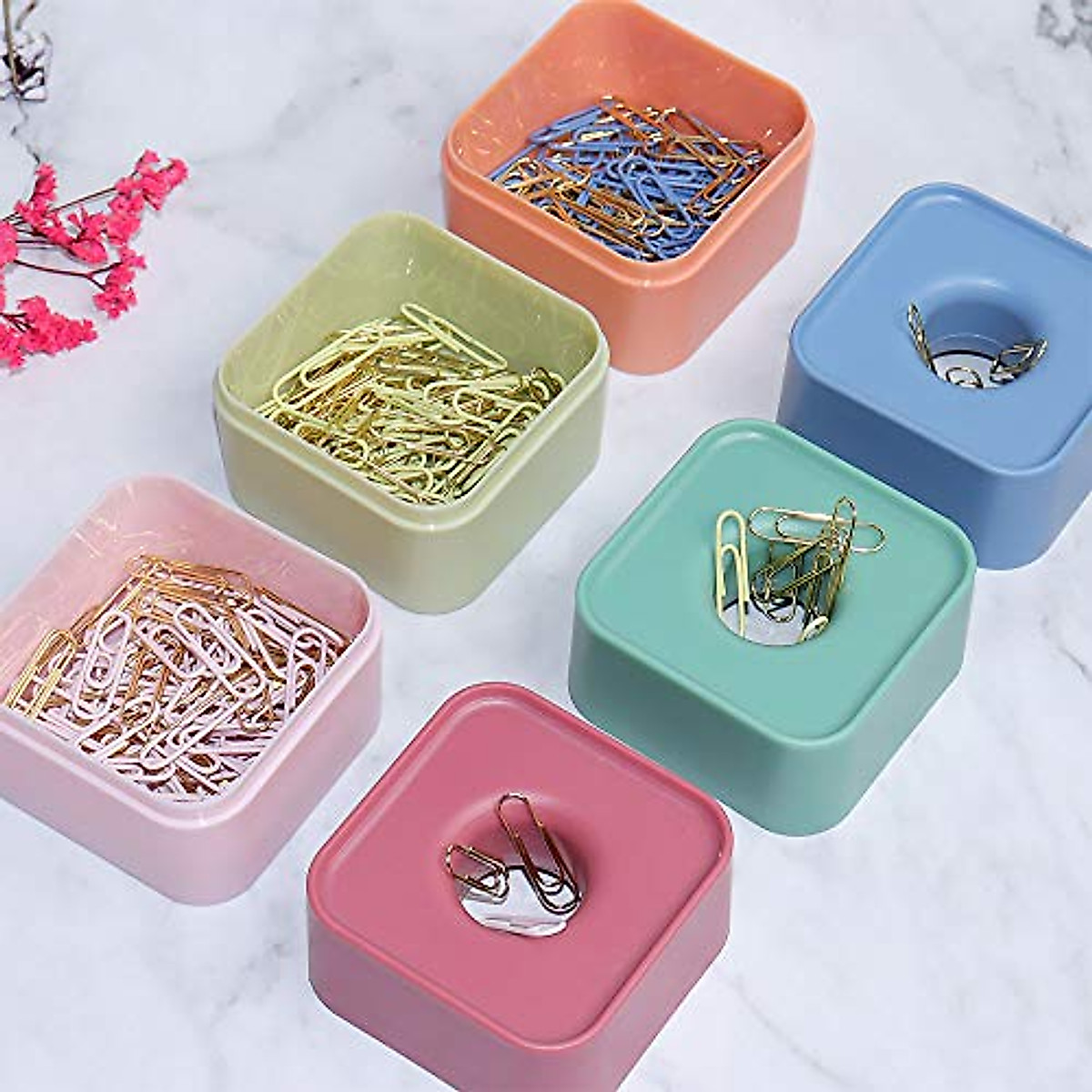 Mutibey 100 Pcs 1.1" Paper Clips in Avocado Green Magnetic Paperclips Holder Dispenser Bookmarks Office Supplies Cube Desk Organizer