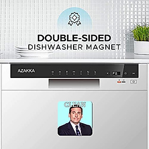 DUNGGLE Dishwasher Magnet Clean Dirty Sign Indicator, Washing Machine Magnet Double Sided Kitchen Dish Washer Refrigerator Magnet Flip with Magnetic Plate Office Michael Scott
