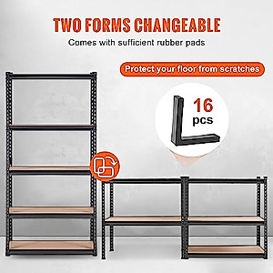 VEVOR Storage Shelving Unit, 5-Tier Adjustable, 2000 lbs Capacity, Heavy Duty Garage Shelves Metal Organizer Utility Rack, Black, 36" L x 18" W x 72" H for Kitchen Pantry Basement Bathroom Laundry